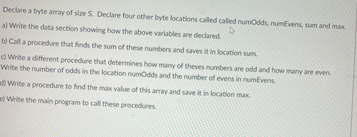 Solved Declare A Byte Array Of Size 5 Declare Four Other 