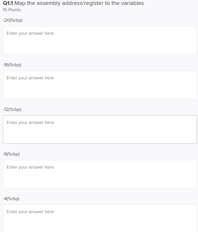 Solved Q1.1 Map the assembly address/register to the | Chegg.com