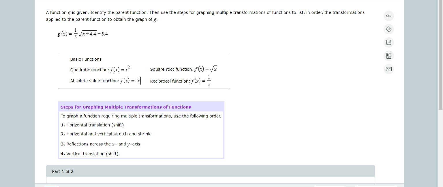 Solved A function g ﻿is given. Identify the parent function. | Chegg.com
