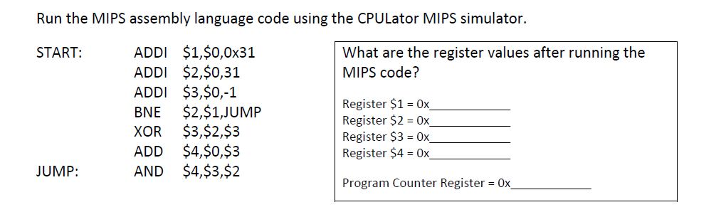 Solved Run the MIPS assembly language code using the | Chegg.com