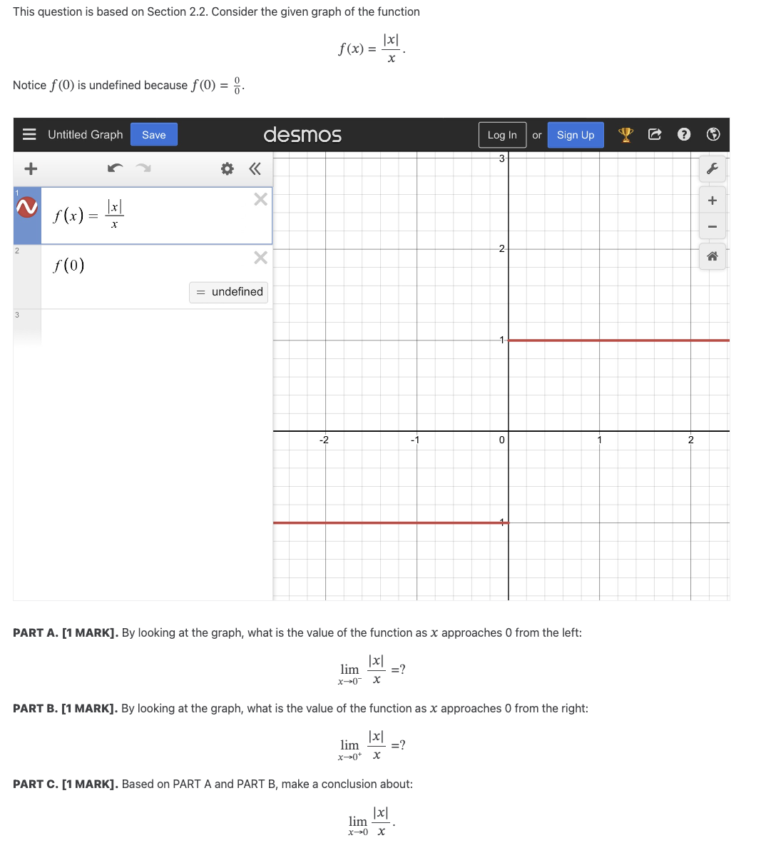 Solved PART A. [1 ﻿MARK]. ﻿By looking at the graph, what is | Chegg.com
