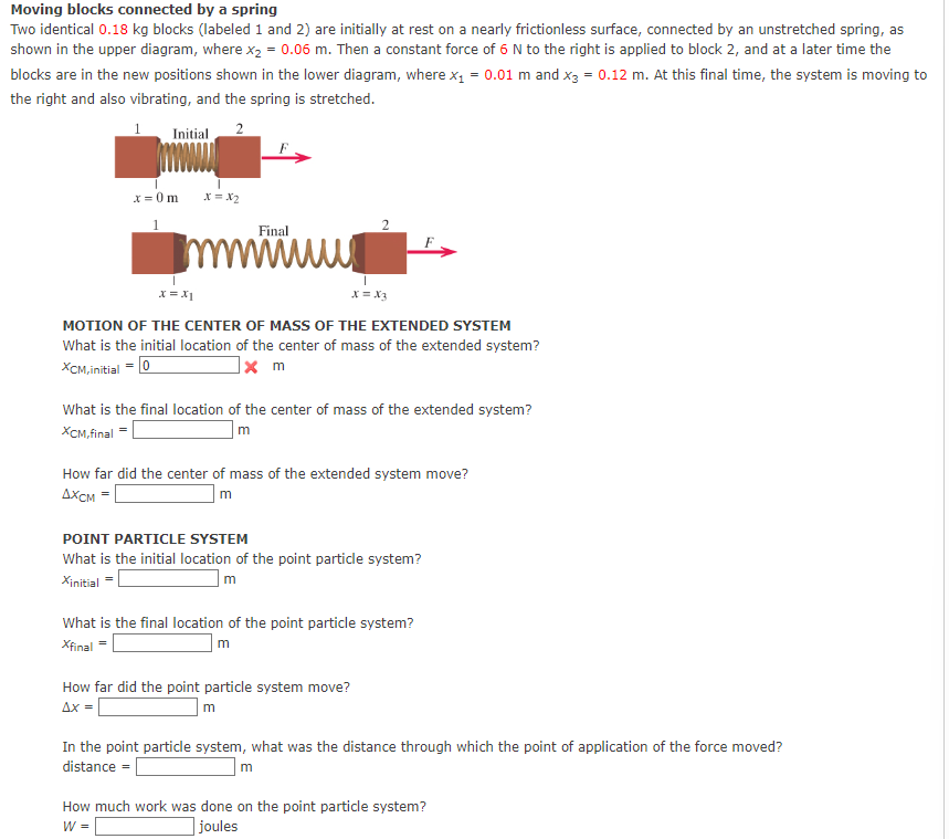 Solved Moving blocks connected by a spring Two identical | Chegg.com