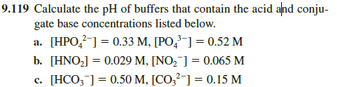 Solved 9.119 Calculate the pH of buffers that contain the | Chegg.com