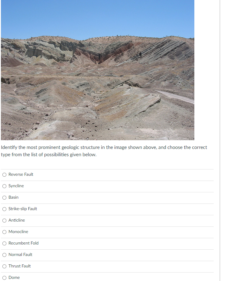 Solved Identify the most prominent geologic structure in the | Chegg.com