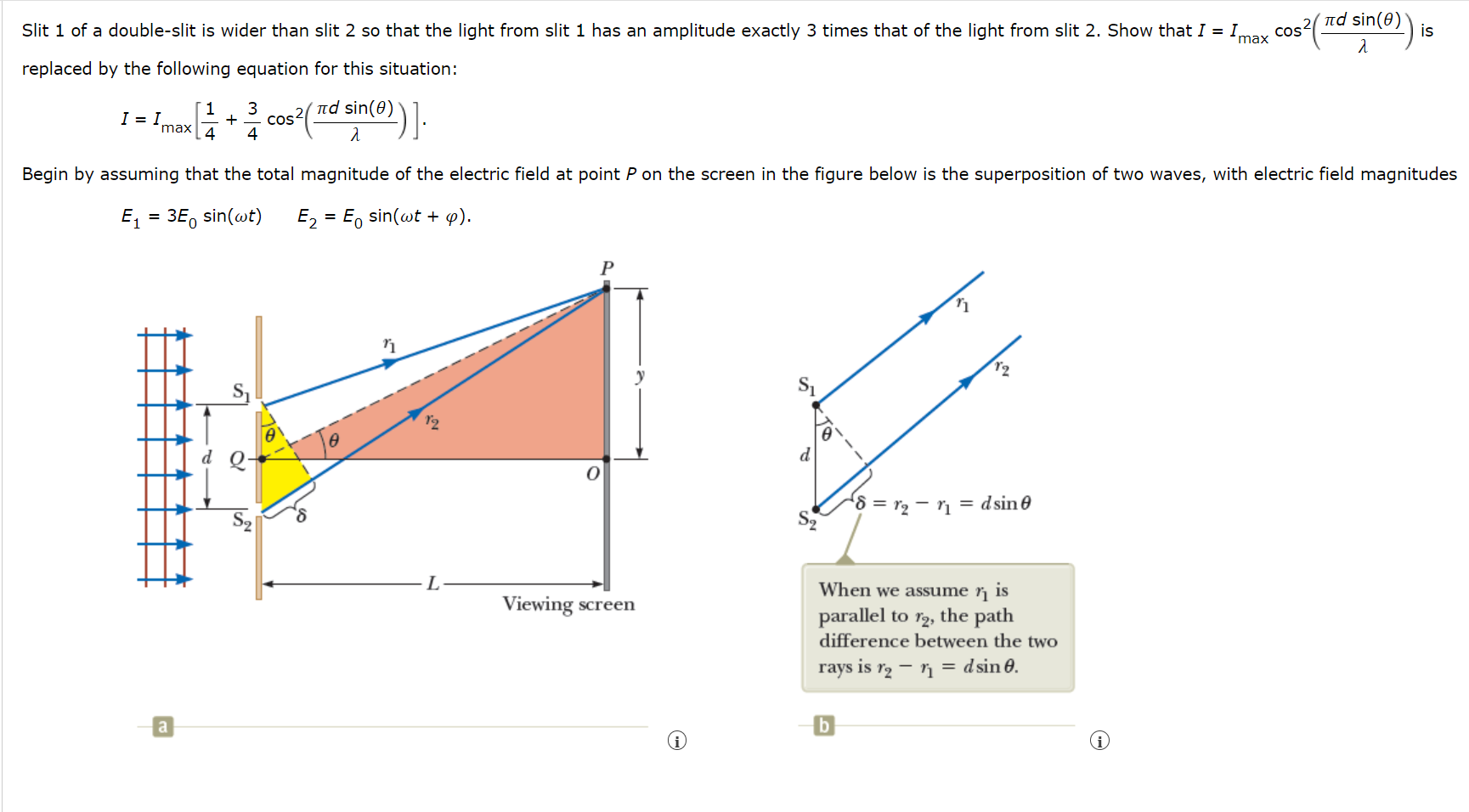Solved Slit 1 of a double-slit is wider than slit 2 so that | Chegg.com