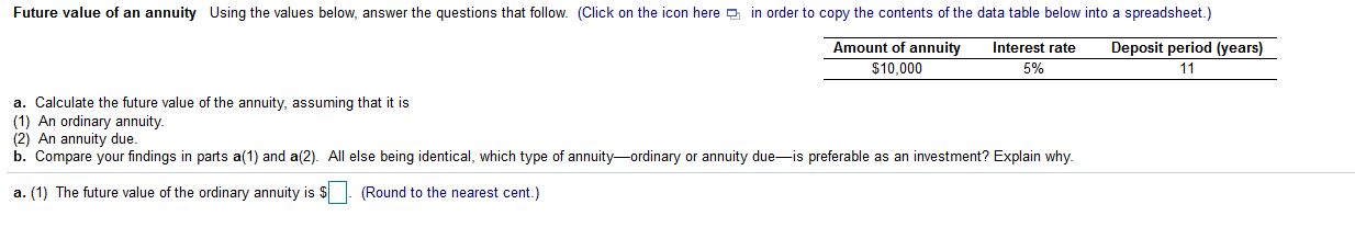 Solved Future value of an annuity Using the values below, | Chegg.com
