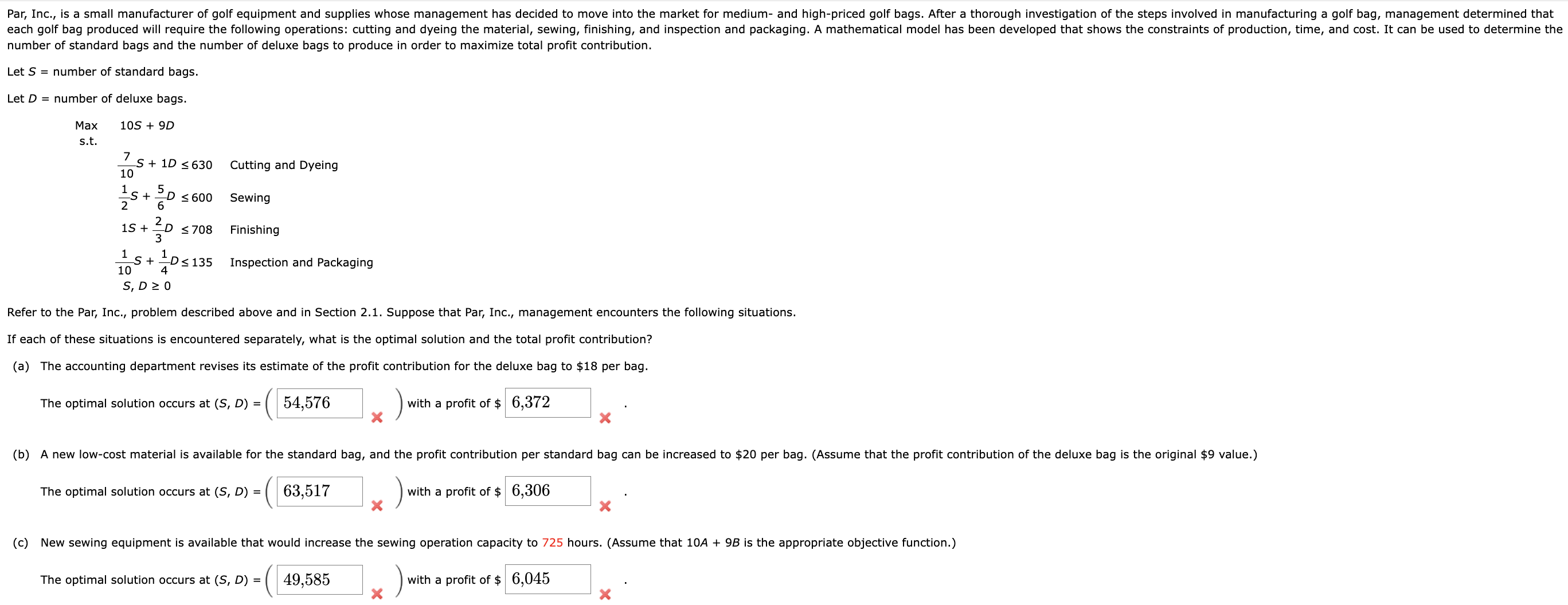 Solved number of standard bags and the number of deluxe bags | Chegg.com