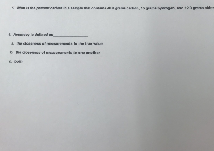 Solved 5. What is the percent carbon in a sample that | Chegg.com