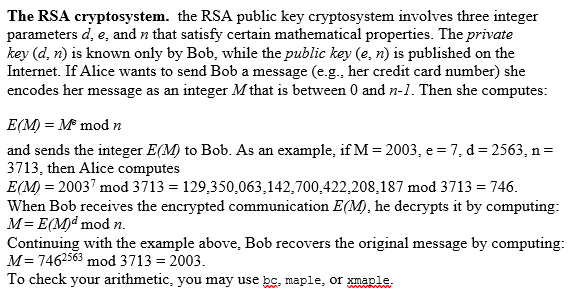 Solved ecure Overview. Write a program to implement the RSA | Chegg.com