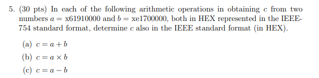 Solved 5. (30pts) In each of the following arithmetic | Chegg.com