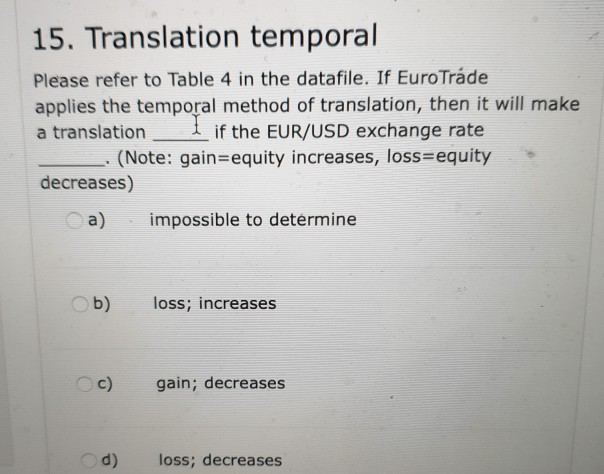 Solved 15. Translation temporal Please refer to Table 4 in | Chegg.com