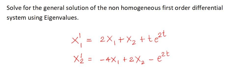 Solved Solve for the general solution of the non homogeneous | Chegg.com