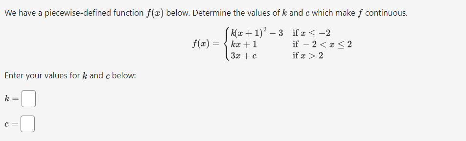 Solved We have a piecewise-defined function f(x) below. | Chegg.com