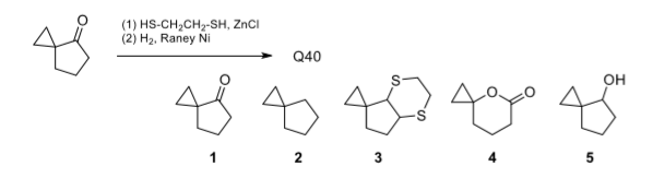 Solved 4 (1) HS-CH2CH2-SH, ZnCI (2) H2, Raney Ni Q40 OH * * | Chegg.com