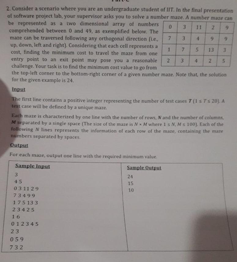 Solved 2. Consider a scenario where you are an undergraduate | Chegg.com