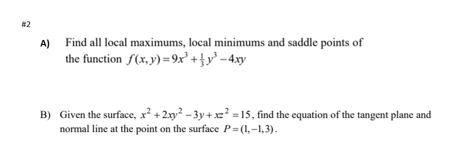 Solved Math review for Calculus 3 final, I need detailed | Chegg.com