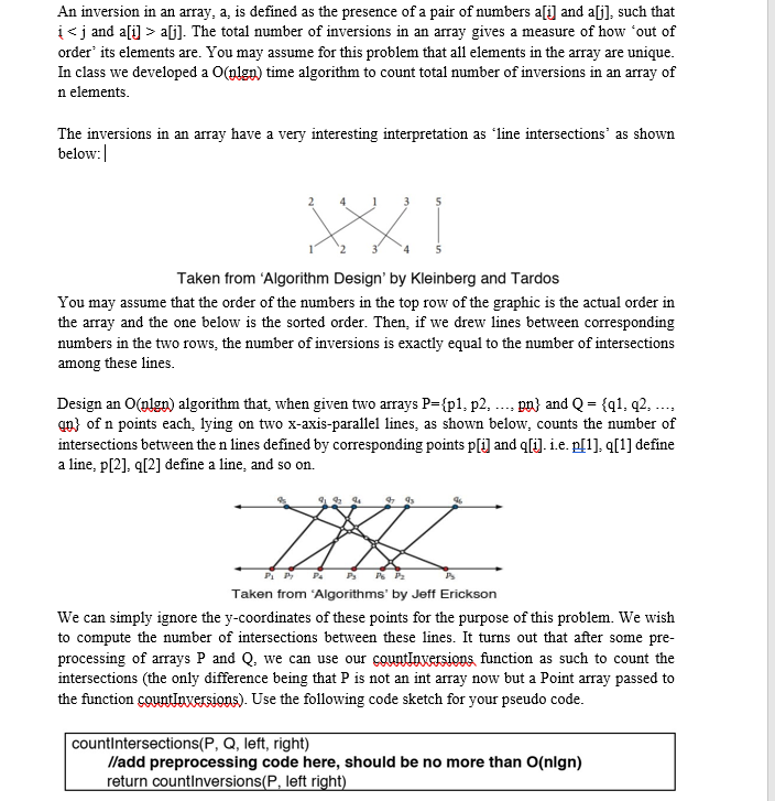An inversion in an array, a, is defined as the | Chegg.com