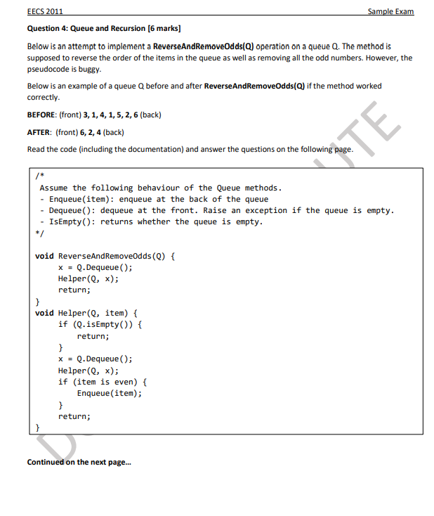 Solved Question 4 Queue And Recursion 6 Marks Below Is An 1233