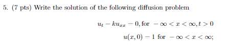 Solved (7 pts) Write the solution of the following diffusion | Chegg.com