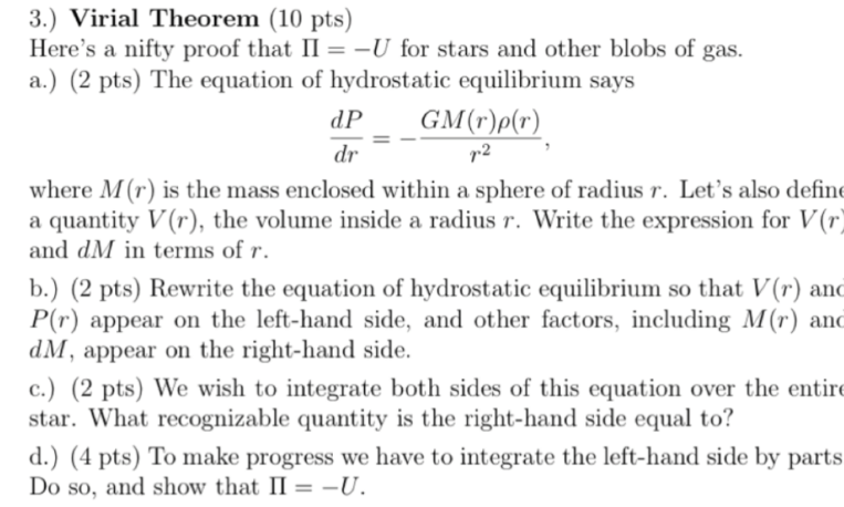 Solved 3.) Virial Theorem (10 pts) Here's a nifty proof that | Chegg.com