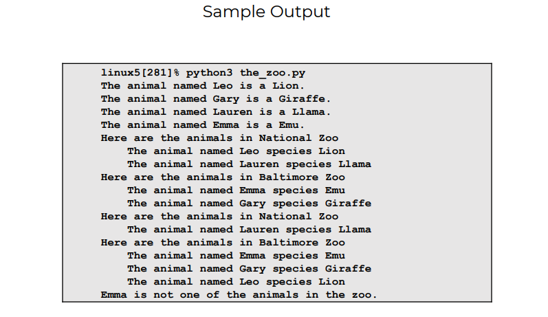 Solved Problem 5 - The Zoo For the last problem you're going | Chegg.com