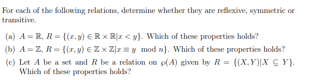 Solved Use relations, partitions, or equivalence relations | Chegg.com