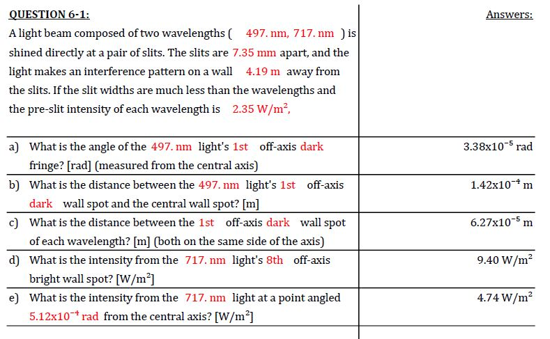 Solved Answers: QUESTION 6-1: A light beam composed of two | Chegg.com