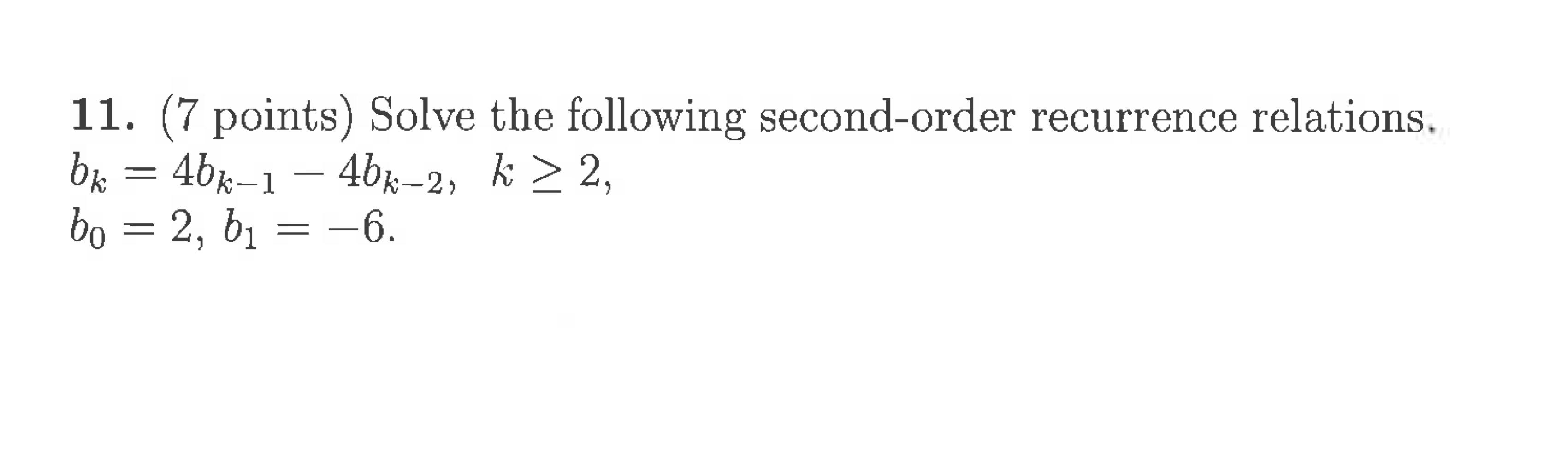 Solved 11. (7 points) Solve the following second-order | Chegg.com