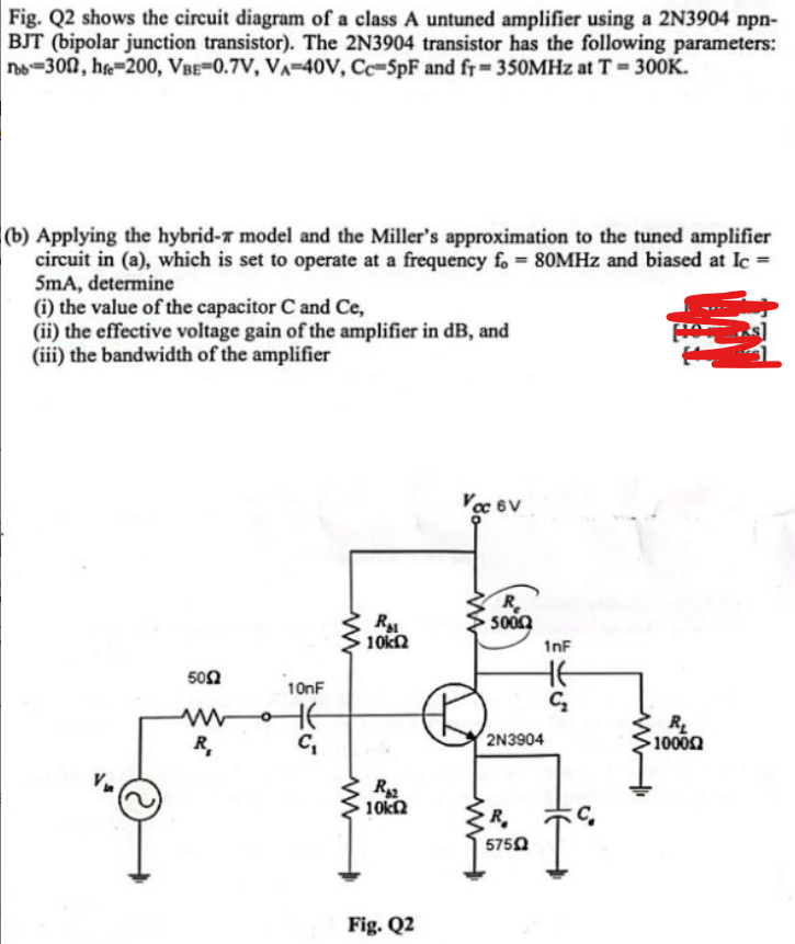 Solved Fig. Q2 ﻿shows the circuit diagram of a class A | Chegg.com