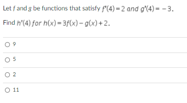 Solved Let fand g be functions that satisfy f'(4) = 2 and | Chegg.com