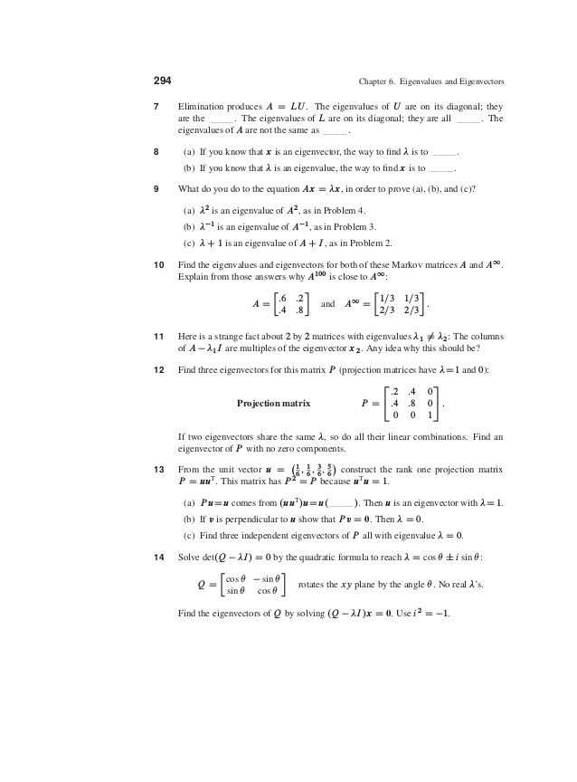 Solved 294 Chapter 6. Eigenvalues and Eigenvectors | Chegg.com