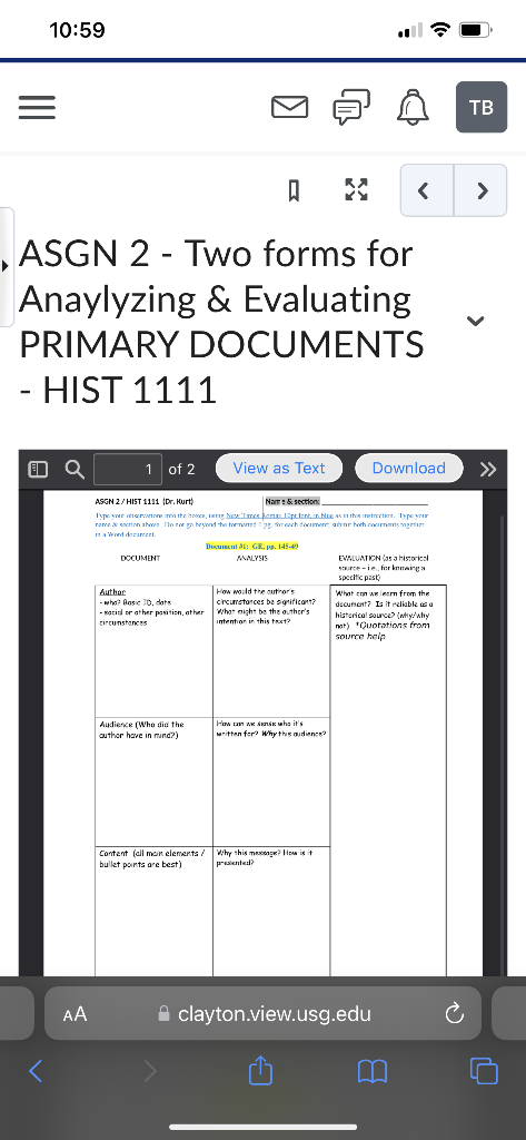 ASGN 2 - Two forms for Anaylyzing \& Evaluating | Chegg.com