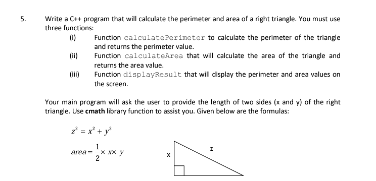 Solved 5. Write a C++ program that will calculate the | Chegg.com