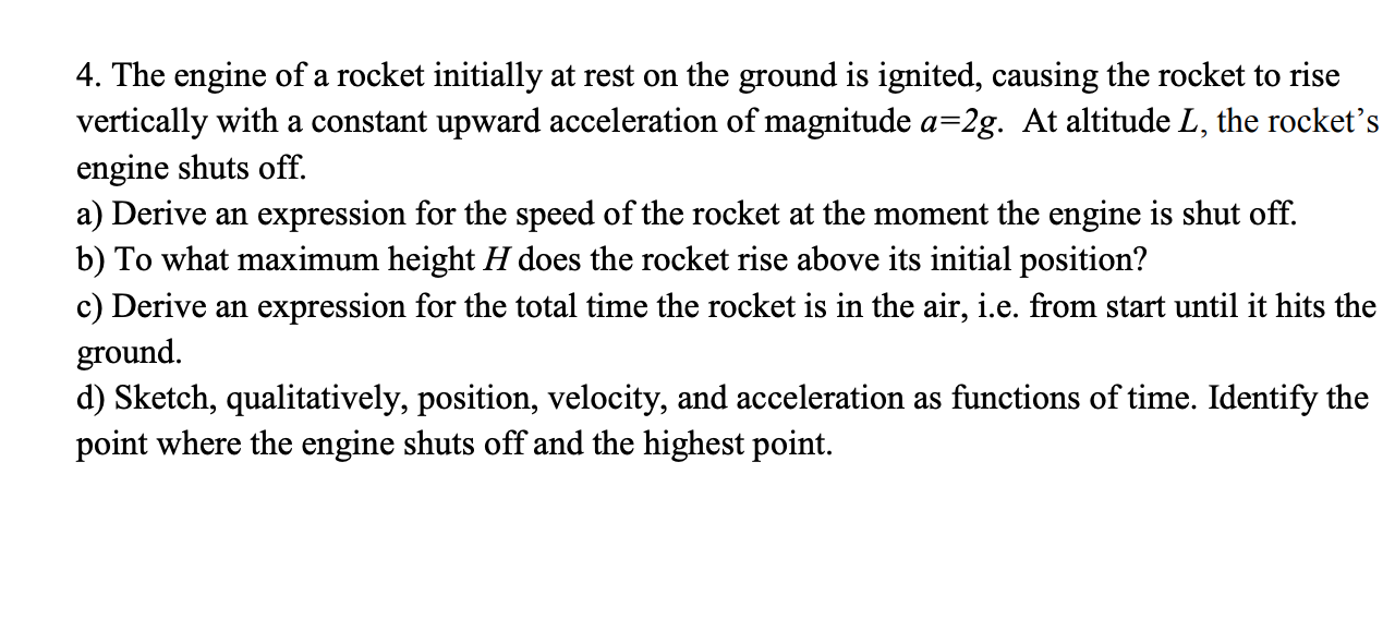 Solved 4. The engine of a rocket initially at rest on the | Chegg.com