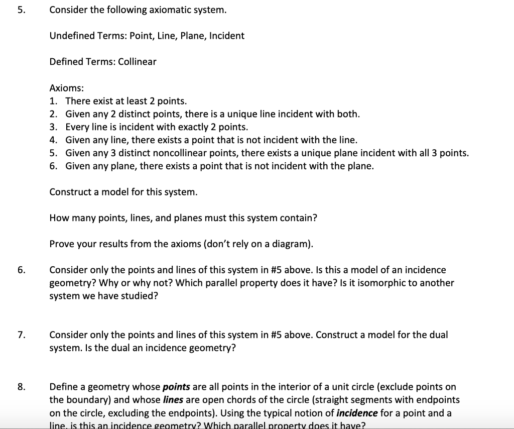 5. Consider the following axiomatic system. Undefined | Chegg.com
