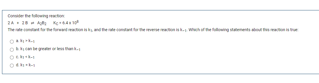 Solved Consider the following reaction: 2A + 2B = A2B2 Kc = | Chegg.com
