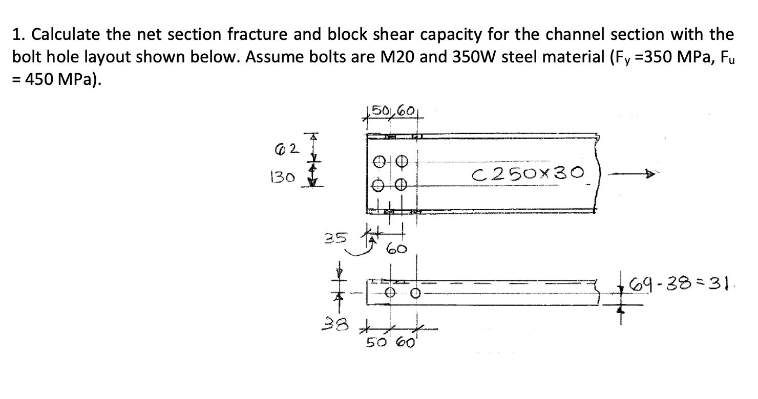 Solved 1. Calculate the net section fracture and block shear | Chegg.com