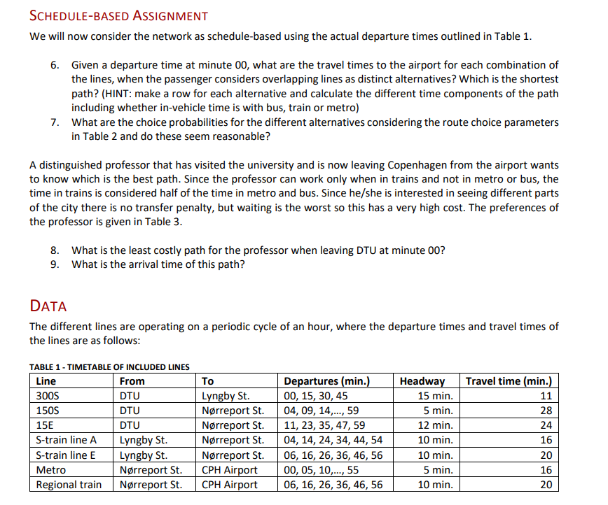 Solved SCHEDULE-BASED ASSIGNMENT We will now consider the | Chegg.com