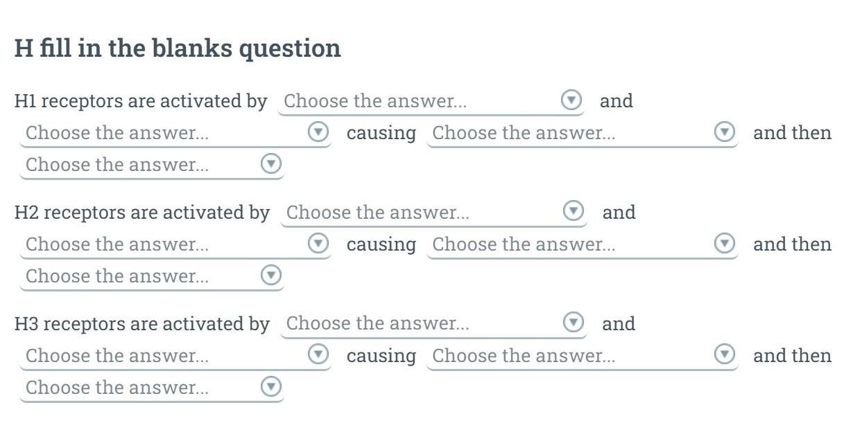 H fill in the blanks question H1 receptors are | Chegg.com