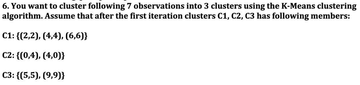 Solved What will the clusters be for the second | Chegg.com