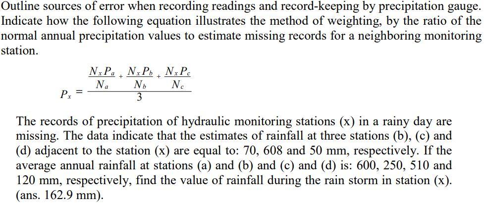 Solved Outline sources of error when recording readings and | Chegg.com