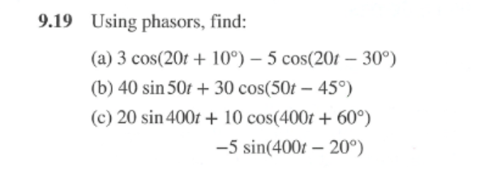 Solved 19 Using phasors, find: (a) | Chegg.com