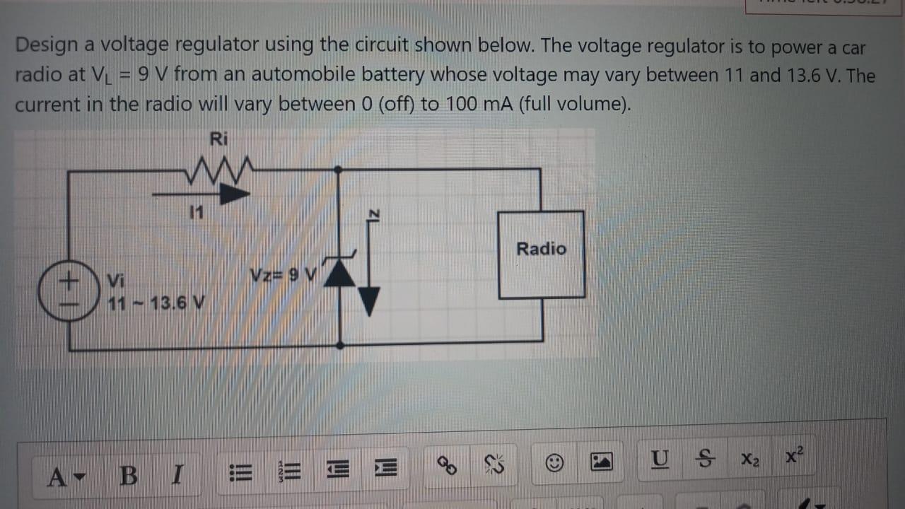 Solved Design a voltage regulator using the circuit shown | Chegg.com