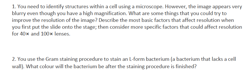 Solved 1 You Need To Identify Structures Within A Cell Chegg