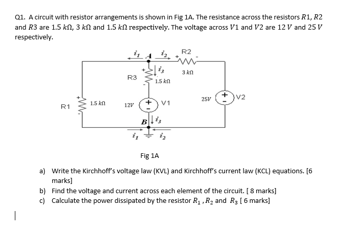 Solved Q1. A circuit with resistor arrangements is shown in | Chegg.com