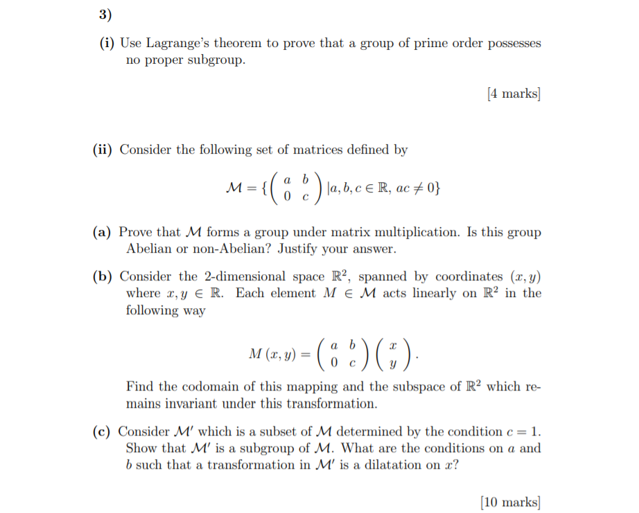 Solved 3) (i) Use Lagrange's theorem to prove that a group | Chegg.com