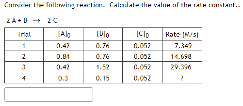 Solved Consider the following reaction. Calculate the value | Chegg.com