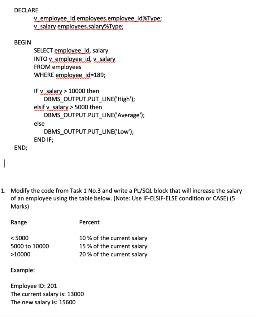 Solved DECLARE v employee id employees.employee id%Type; V | Chegg.com