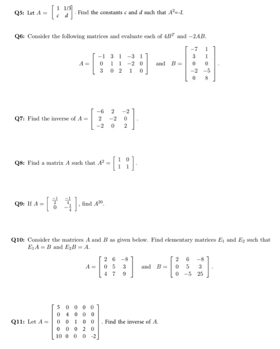 Solved 1 1/3 Find the constants c and d such that A2--1 Q5: | Chegg.com