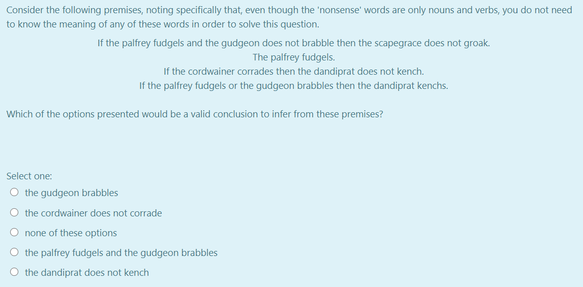 Solved Consider the following premises, noting specifically | Chegg.com